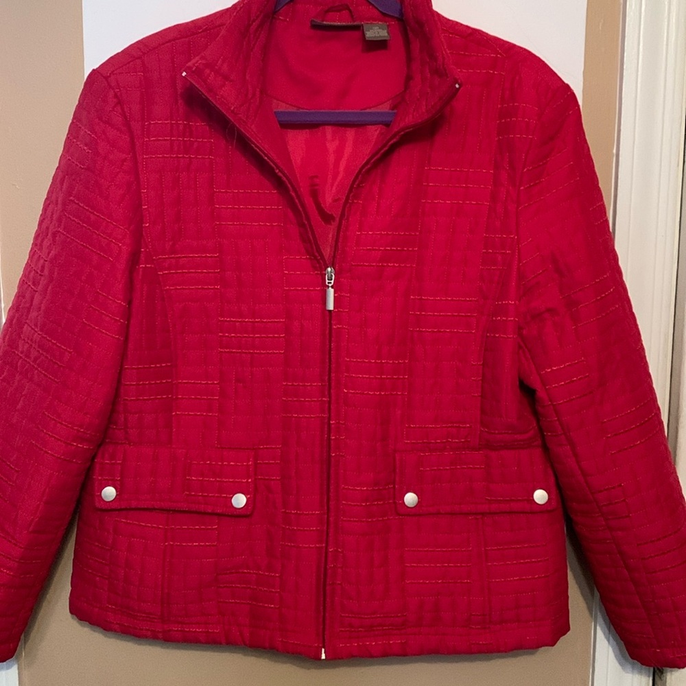 Jane Ashley Casual Lifestyle Red Quilted Jacket Size … - Gem